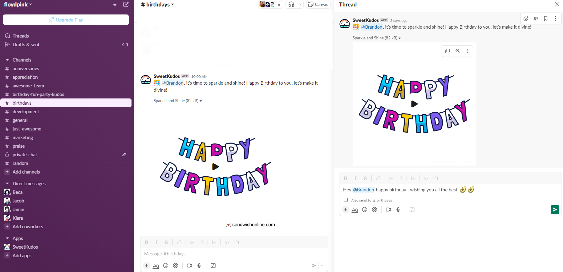 How to use Celebrations in Slack and Asante Bot?